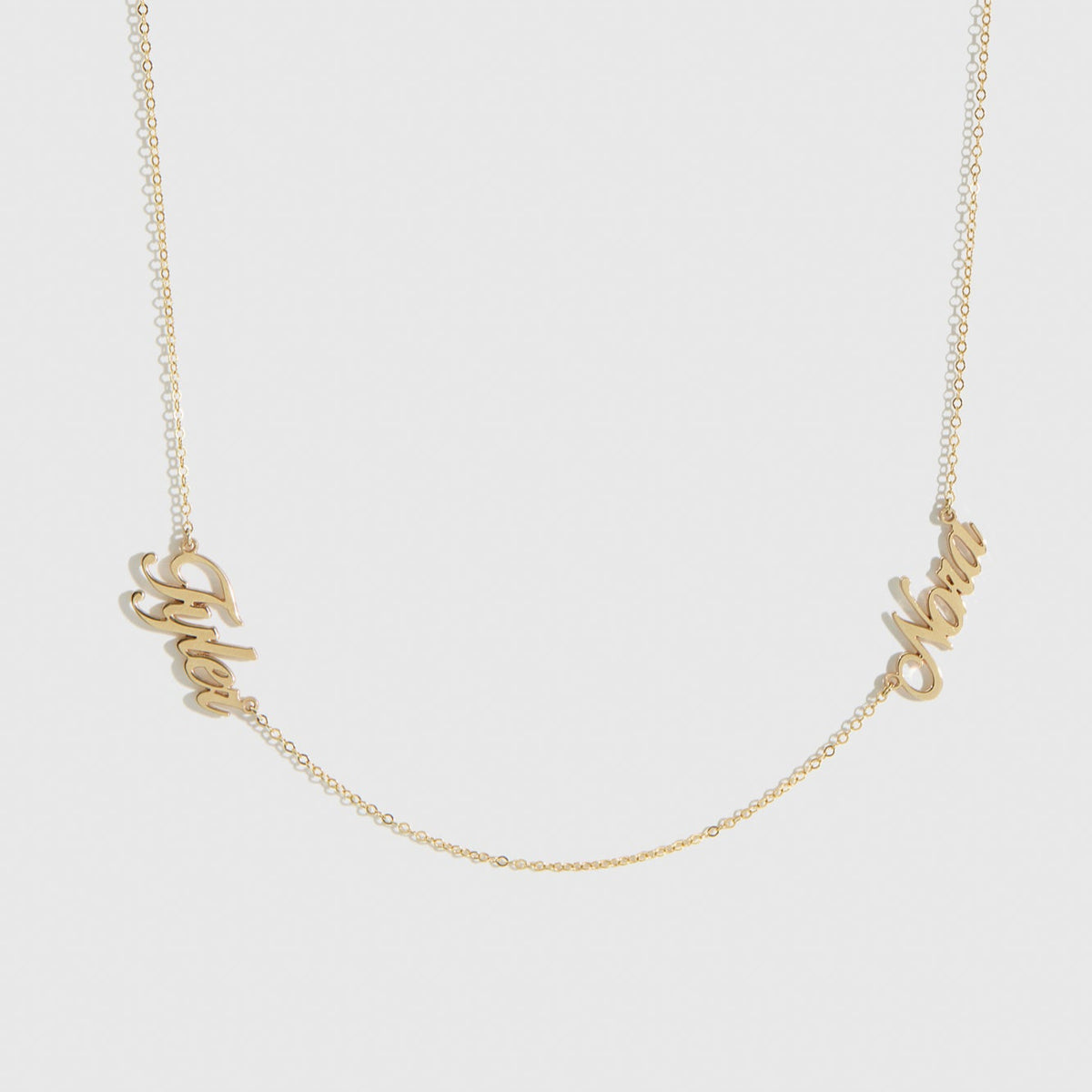 Personalized Cursive Font Two Nameplates Necklace – DRAE
